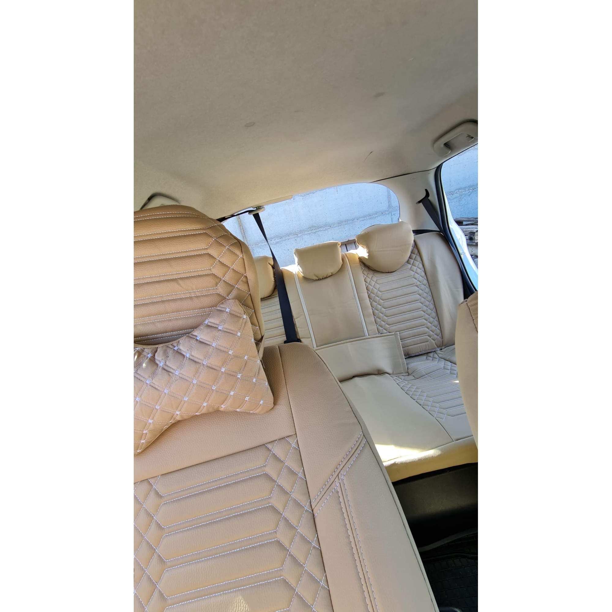 Set Huse Auto Lux Exclusiv, Piele Eco, 14 piese, 2 pernute, Bej - eMAG.ro