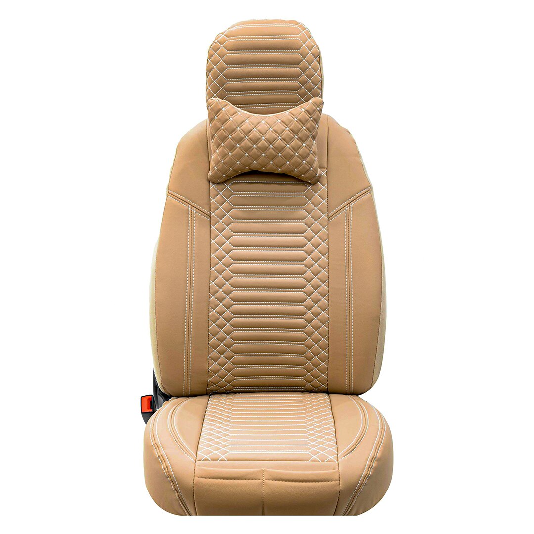 Set Huse Auto Lux Exclusiv, Piele Eco, 14 piese, 2 pernute, Bej - eMAG.ro