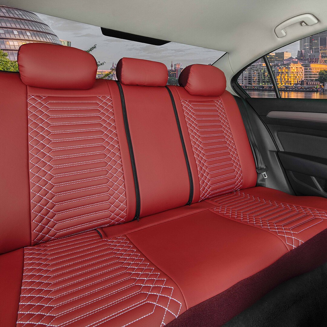 Set Huse Auto Lux Exclusiv, Piele Eco, 14 piese, 2 pernute, Hot Red ...