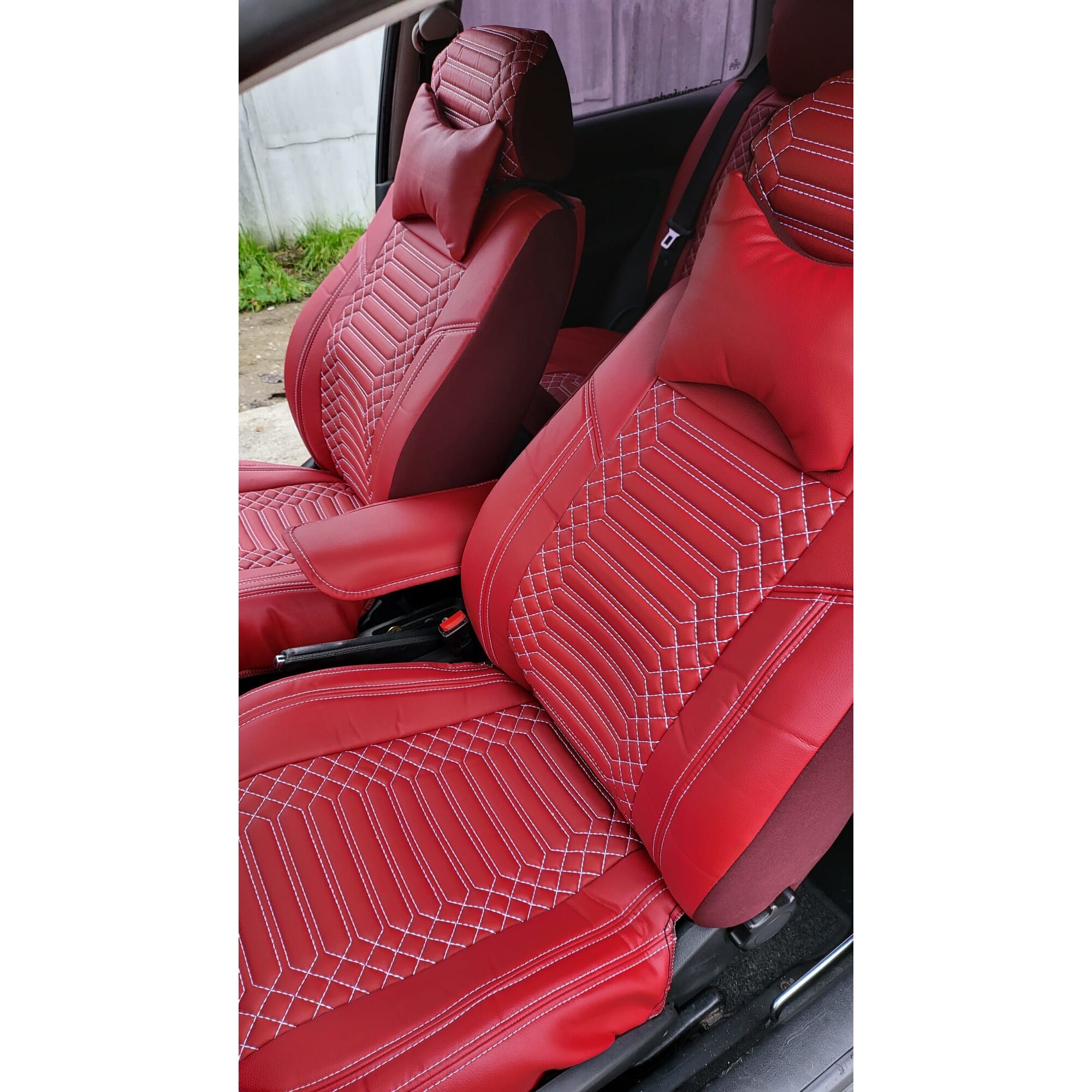 Set Huse Auto Lux Exclusiv, Piele Eco, 14 piese, 2 pernute, Hot Red ...