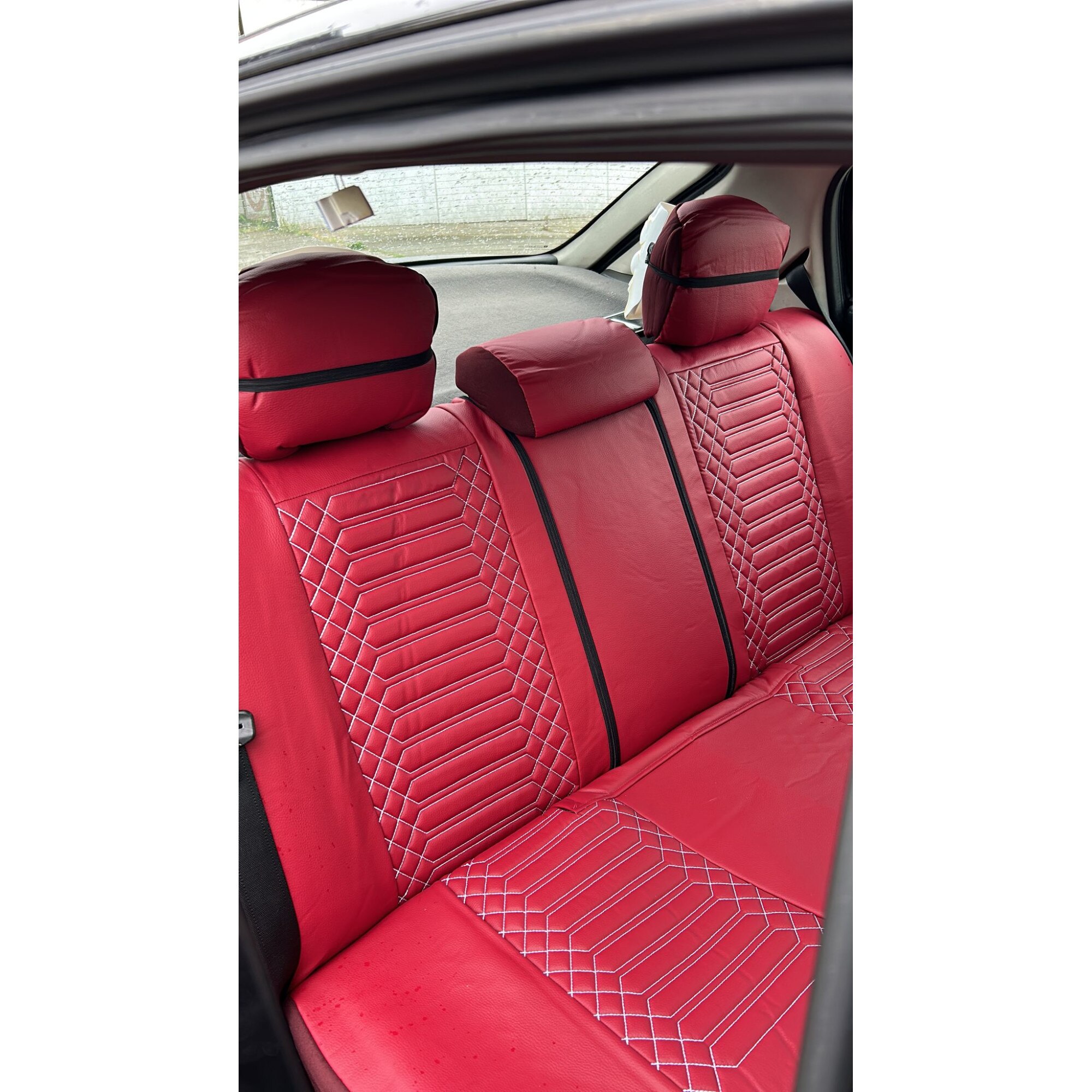 Set Huse Auto Lux Exclusiv, Piele Eco, 14 piese, 2 pernute, Hot Red ...