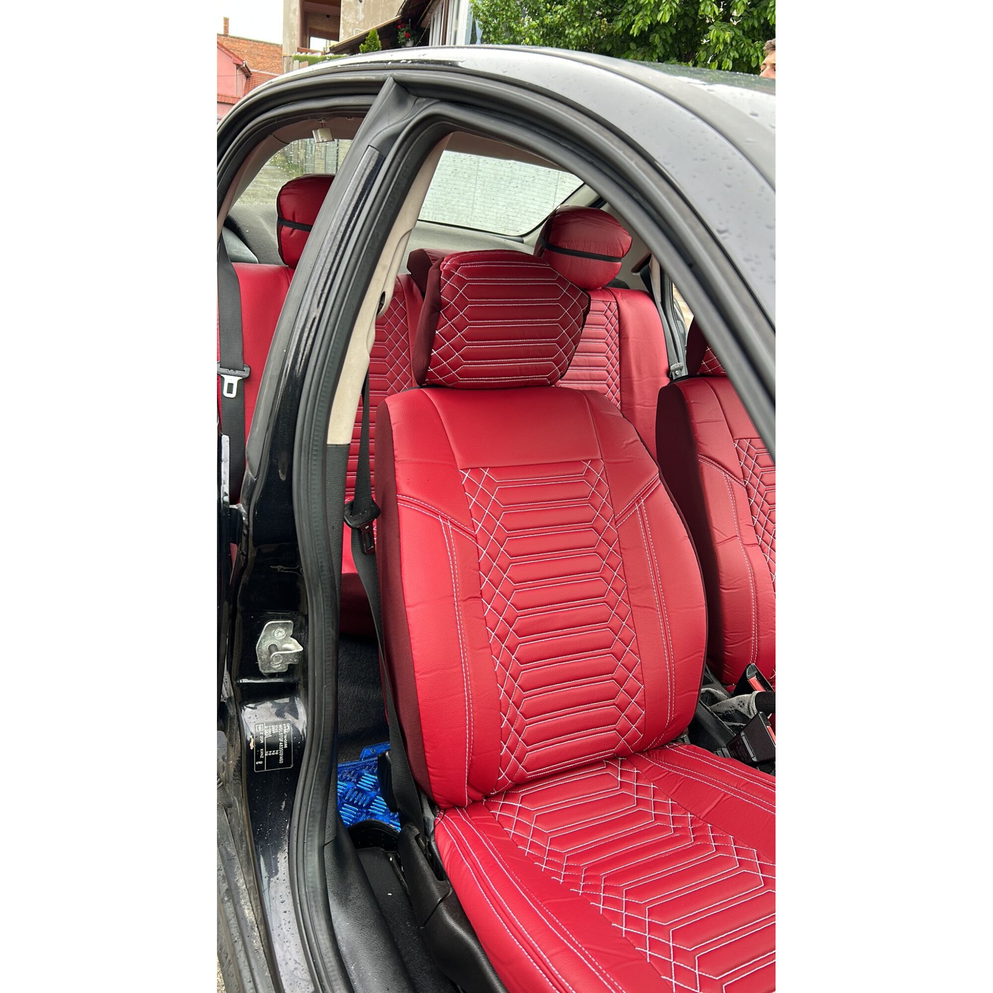 Set Huse Auto Lux Exclusiv, Piele Eco, 14 piese, 2 pernute, Hot Red ...