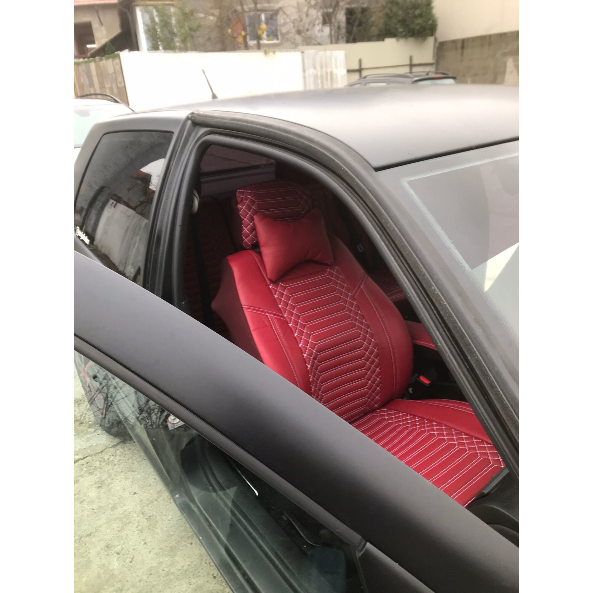 Set Huse Auto Lux Exclusiv, Piele Eco, 14 piese, 2 pernute, Hot Red ...