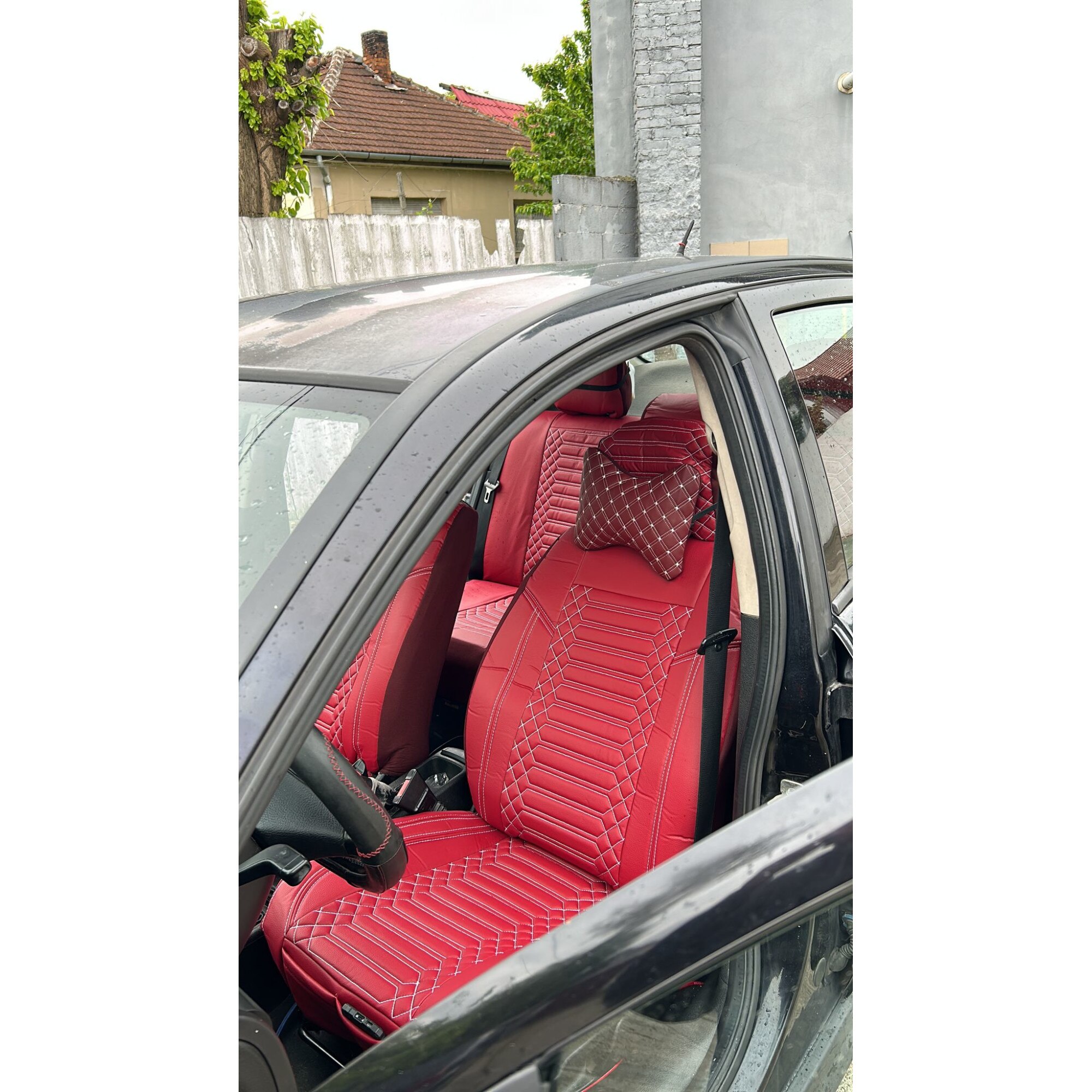 Set Huse Auto Lux Exclusiv, Piele Eco, 14 piese, 2 pernute, Hot Red ...