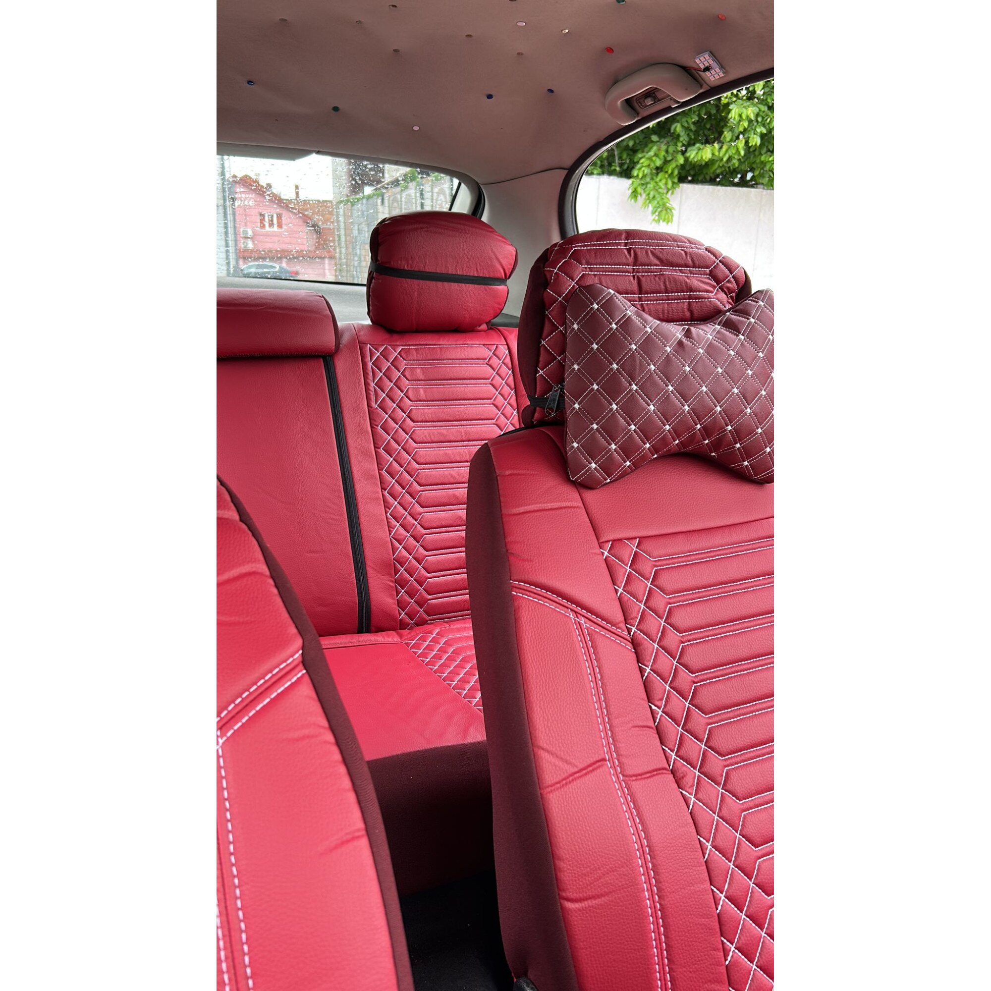 Set Huse Auto Lux Exclusiv, Piele Eco, 14 piese, 2 pernute, Hot Red ...