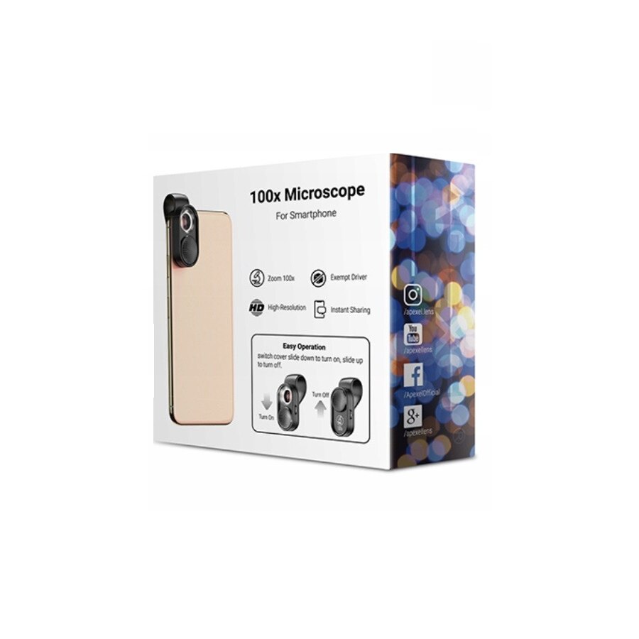 Lentina microscop 100x Apl-ms001 Apexel, pentru telefon, universal ...