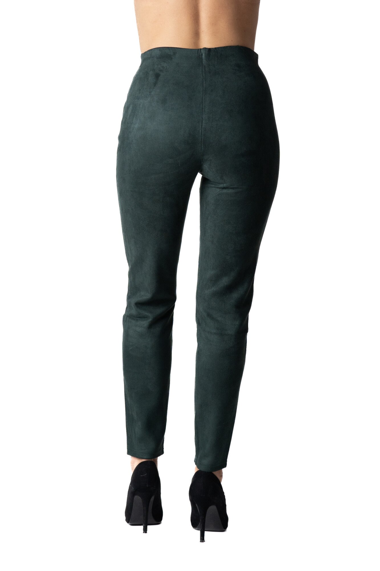 Pantaloni Tip Colant Din Catifea Verde Elastica Cu Strasuri Melanie M ...