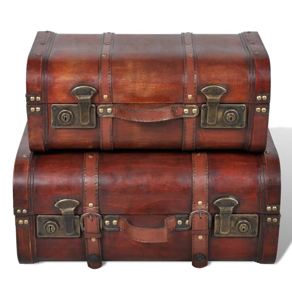 Set Cufar vintage din lemn, 2 bucati, maro, Capacitate mare si Modern ...