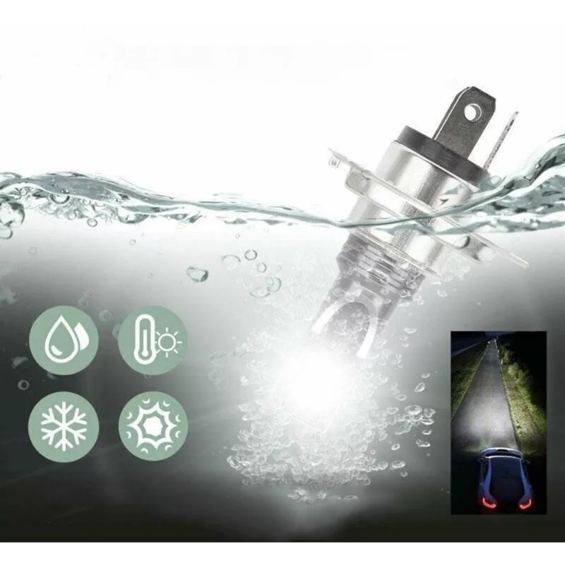 Set 2 becuri auto H4, 12 LED/BEC, 100W set, Lumina alba 6500k, super ...