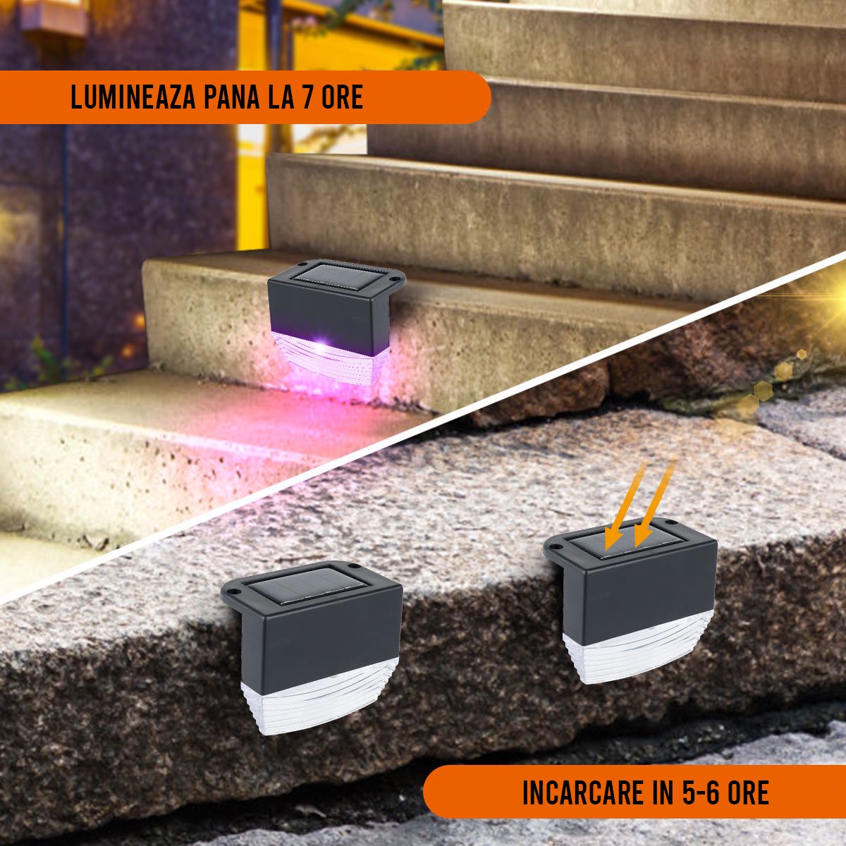 Set 2 lampi solare, lumina LED, iluminare ambientala sau multicolora ...