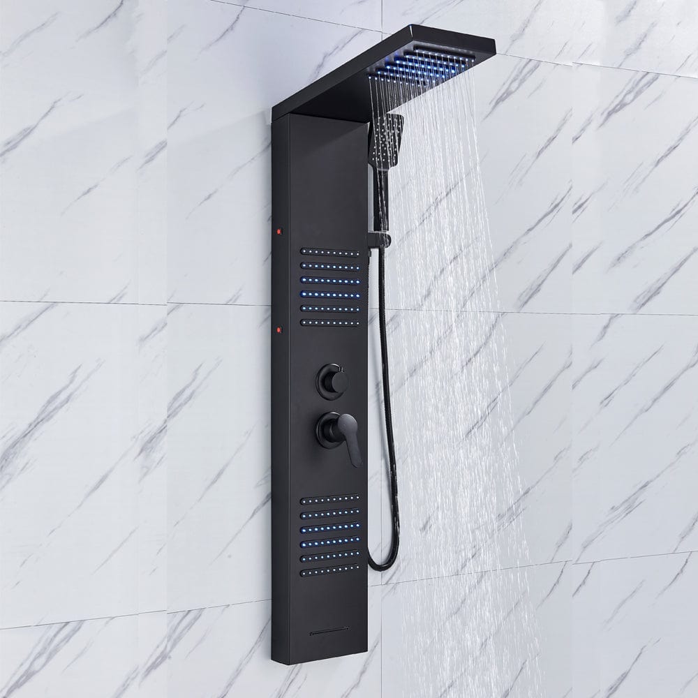 Panel de Dus cu efect de ploaie si jeturi cu masaj, sistem LED, culoare ...