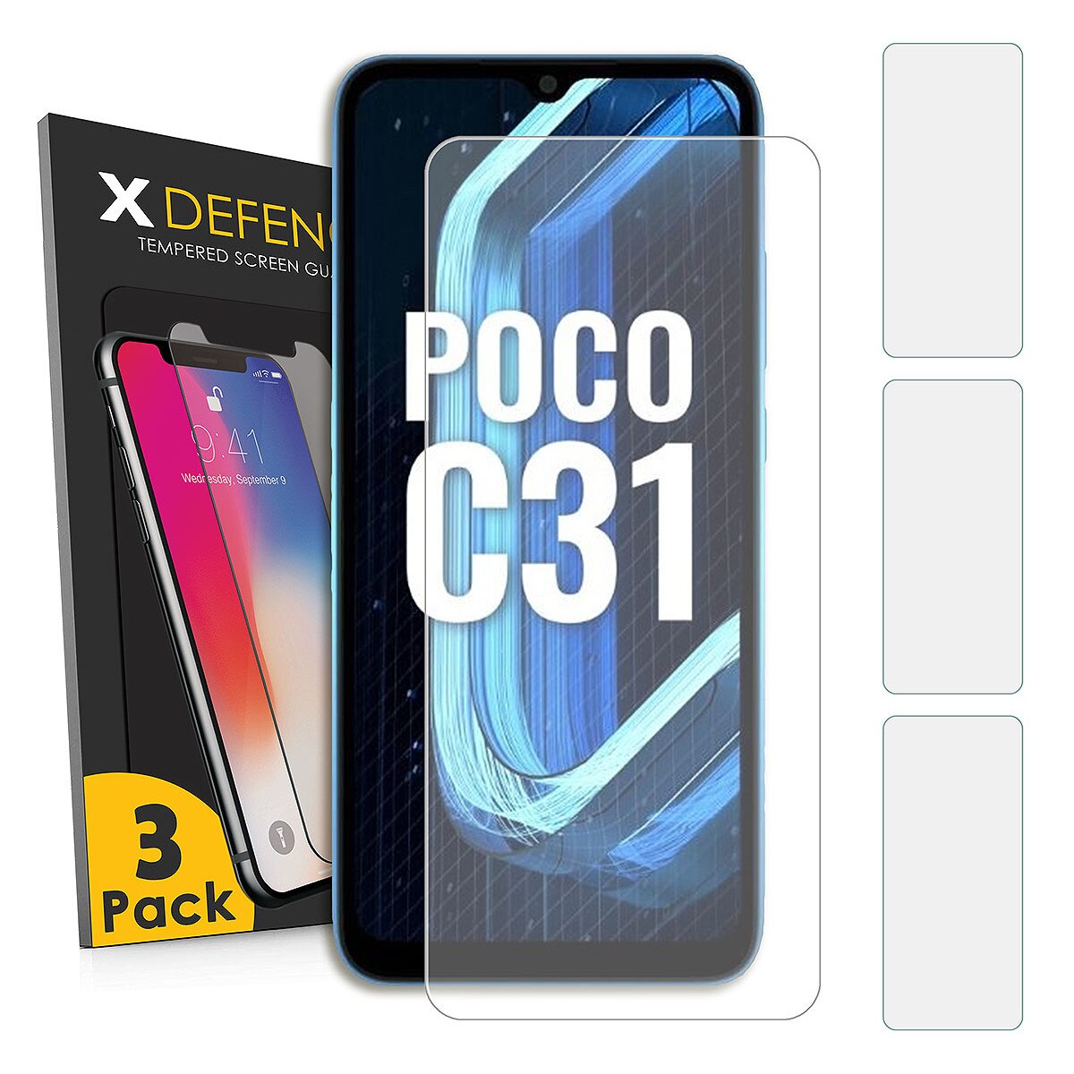Set 3 folii de protectie, xDefence, Sticla hibrida, Compatibil cu ...