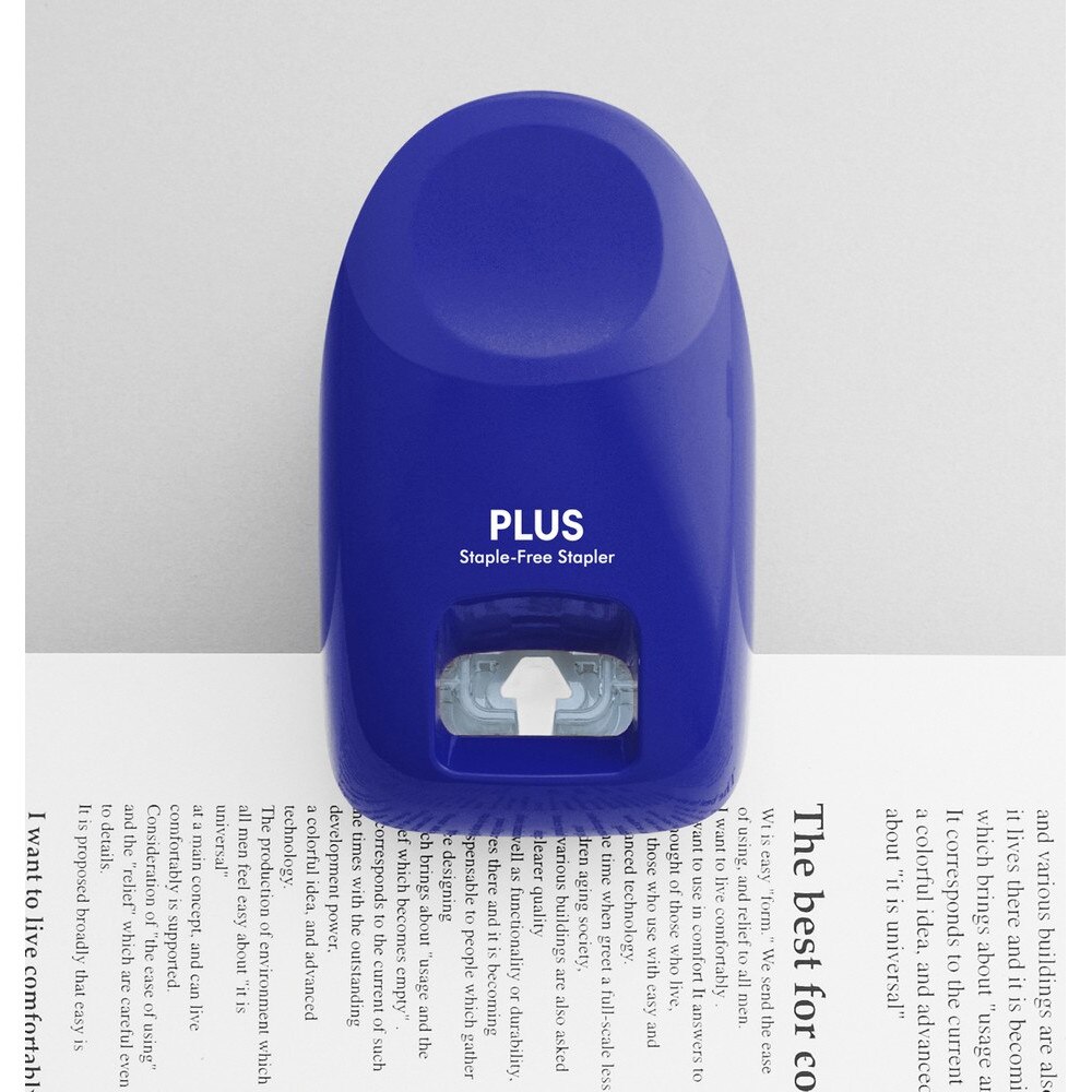 Capsator de birou Plus, Fara capse, Sigur pentru copii, Albastru ...