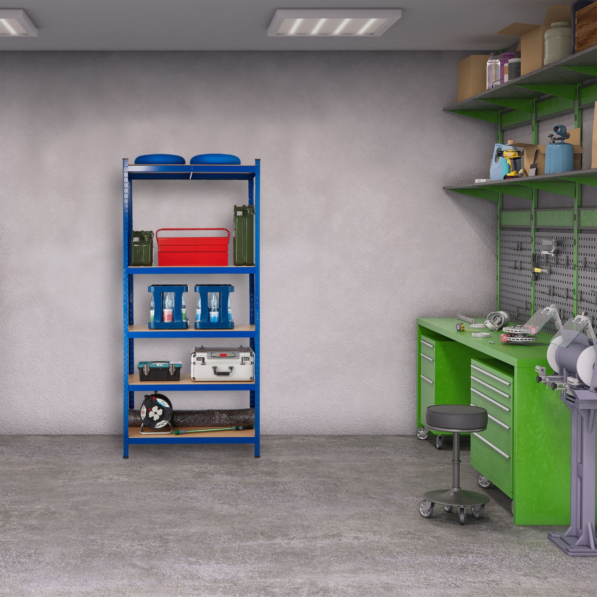 Raft metalic cu 5 polite, dimensiuni 220 x 100 x 45 cm, capacitate ...