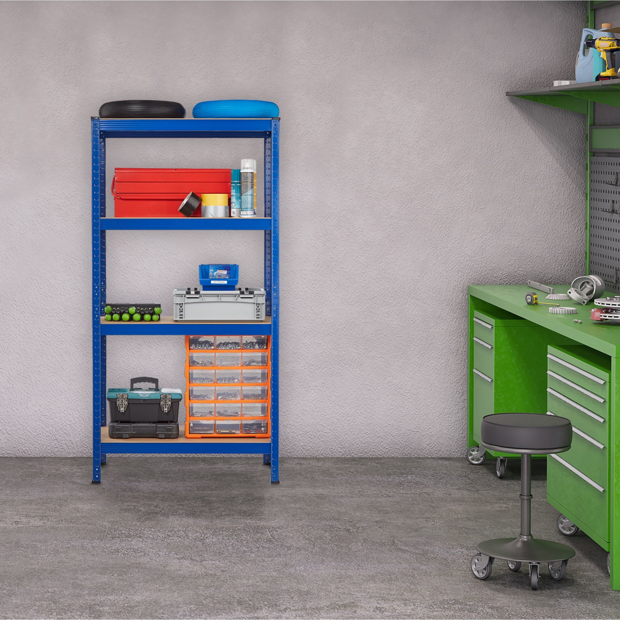 Raft metalic cu 4 polite, dimensiuni 157 x 80 x 41 cm, capacitate ...