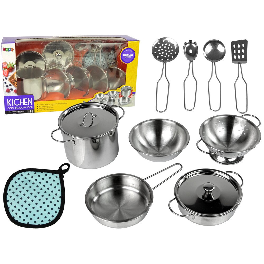 Set de vase de gatit pentru copii, Lean Toys, Inox - eMAG.ro
