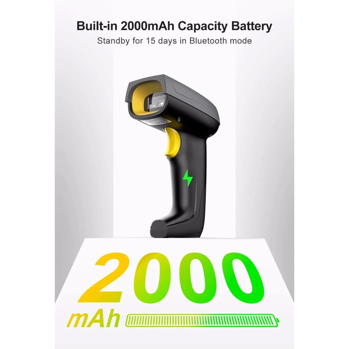 Scanner Cititor QR de coduri de bare 1D 2D Bluetooth fara fir cu statie ...