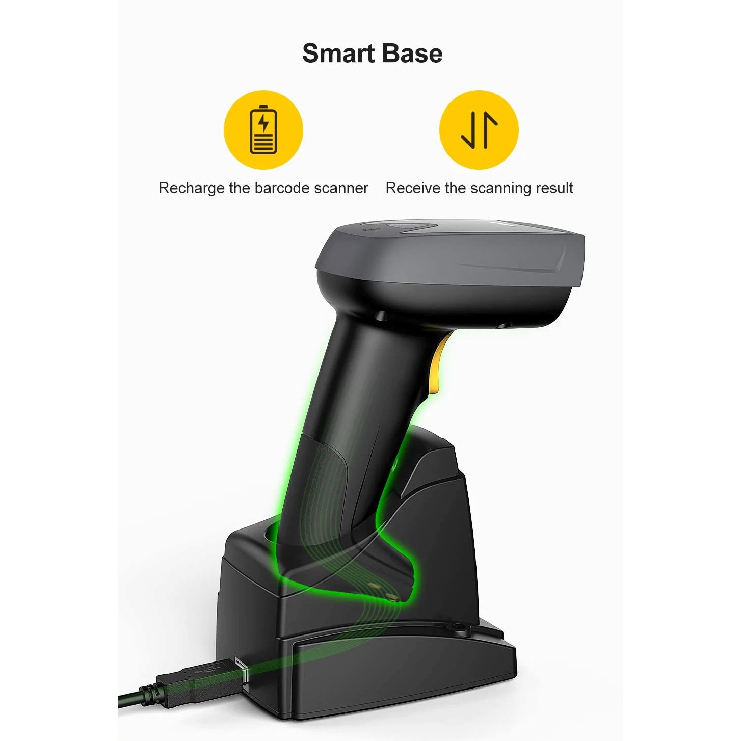 Scanner Cititor QR de coduri de bare 1D 2D Bluetooth fara fir cu statie ...