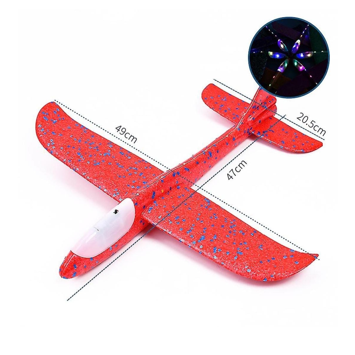 Avion planor din polistiren, cu luminite LED, ROSU 49x47x6 cm - eMAG.ro