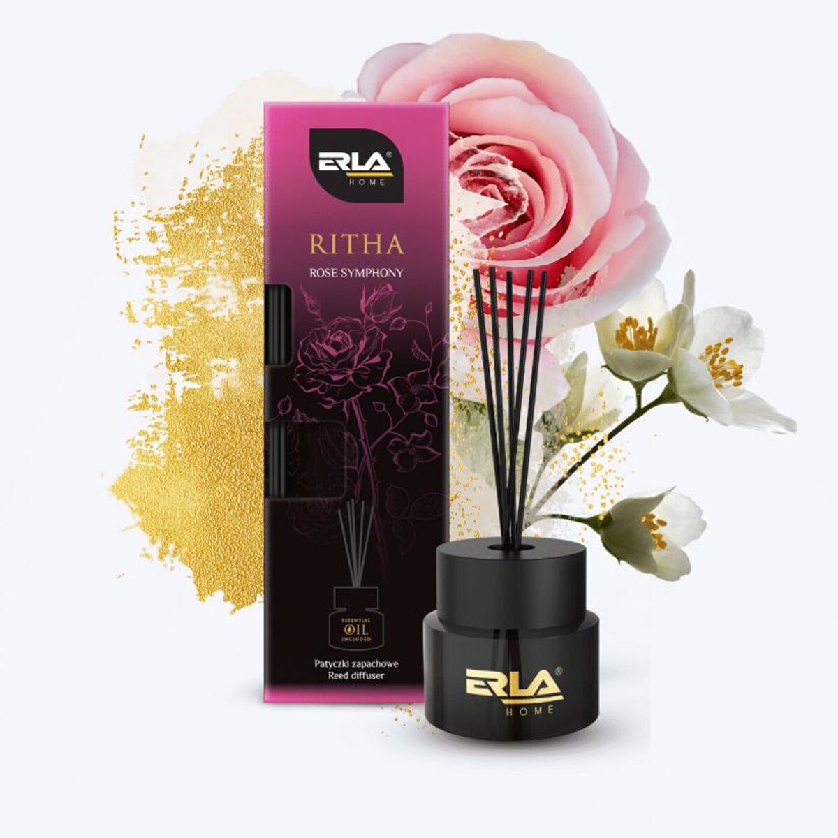Odorizant camera Erla Ritha, Rose Symphony, Reed Diffuser, 100ml - eMAG.ro