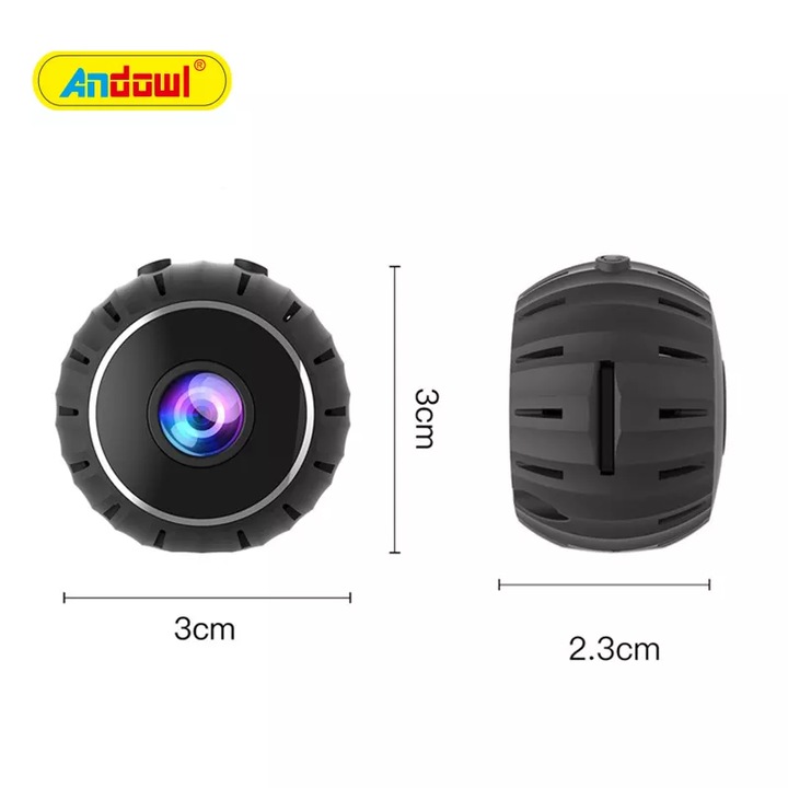 Mini Camera de Supraveghere Andowl, WiFi, 1080p Full HD, Rotatie 360 ...