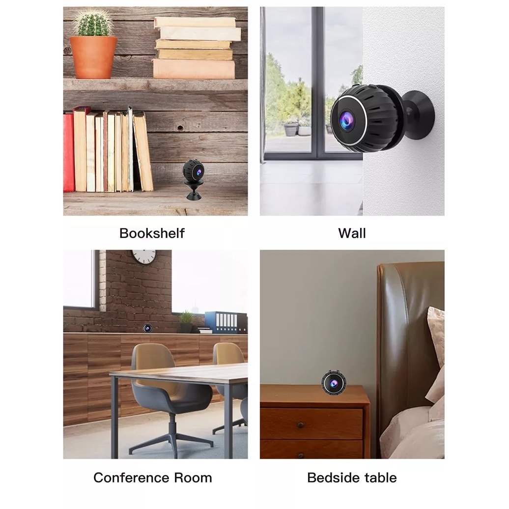 Mini Camera de Supraveghere Andowl, WiFi, 1080p Full HD, Rotatie 360 ...