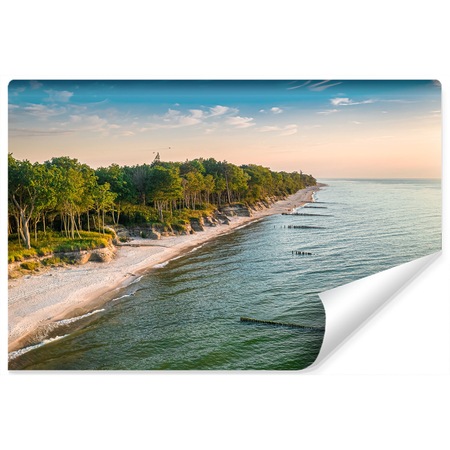 Fototapet Apus Padure Mare Valuri 3D 405 x 270 cm Vlies, Peisaj natura ...