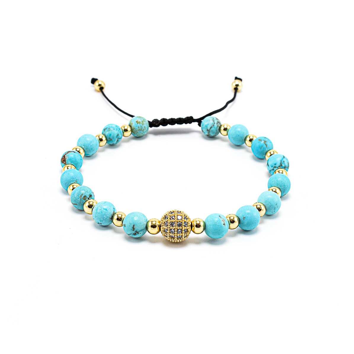 Bratara dama din turcoaz cu accesorii placate cu aur 18K, 18 cm - eMAG.ro