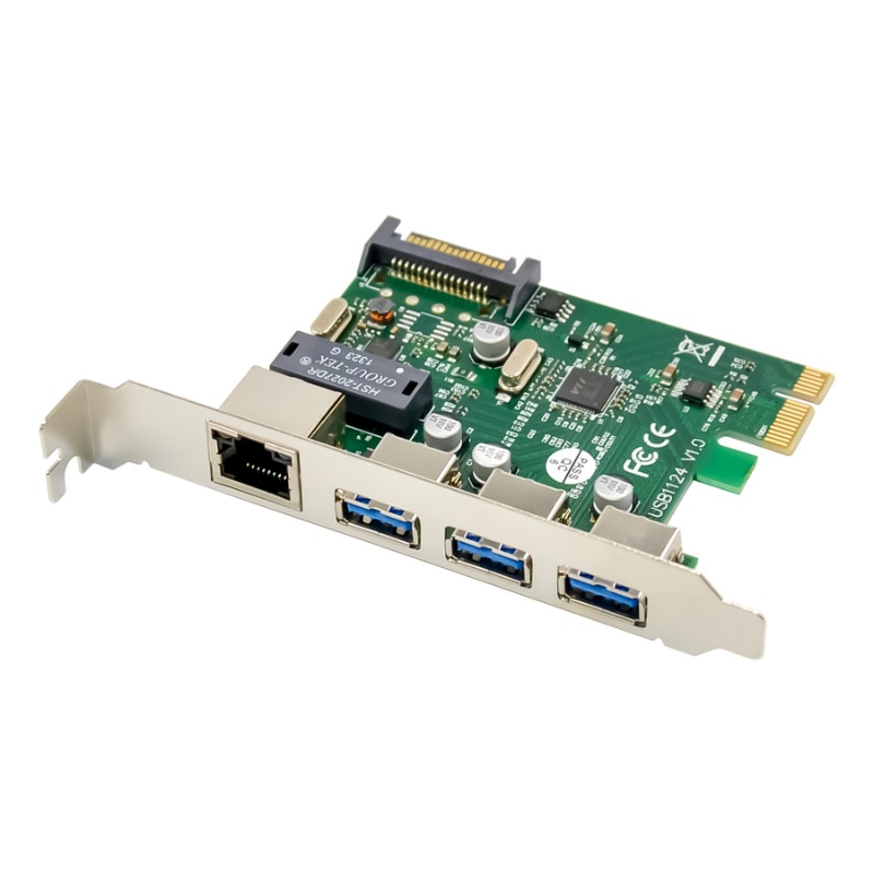 Placa extensie, PowerTech, ST642, PCIe la USB 3.0/GbE LAN, Chipset ...