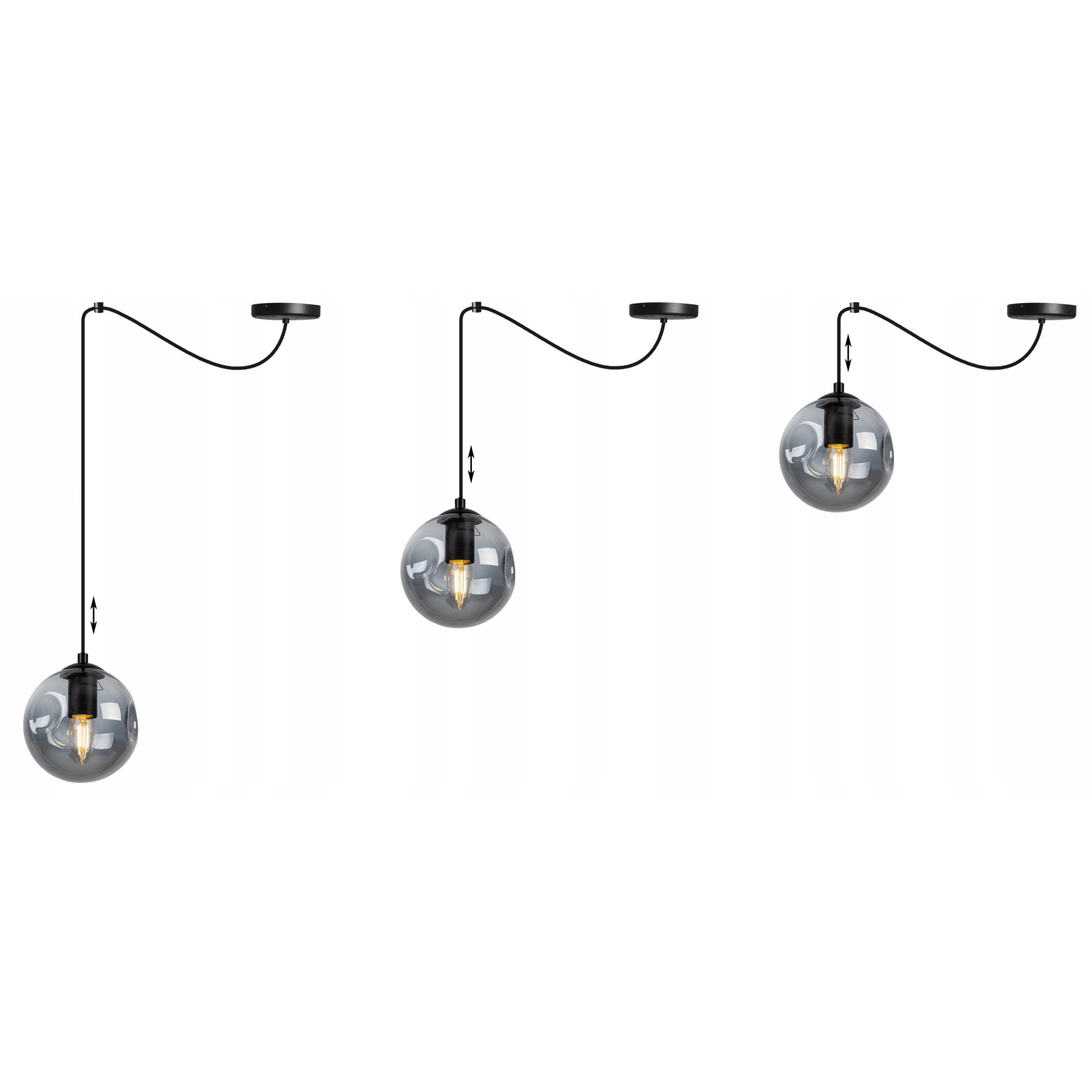 Lustra stil spider, reglabile, Sticla, Negru, 200cm, SPIDER MONAKO 2385 ...