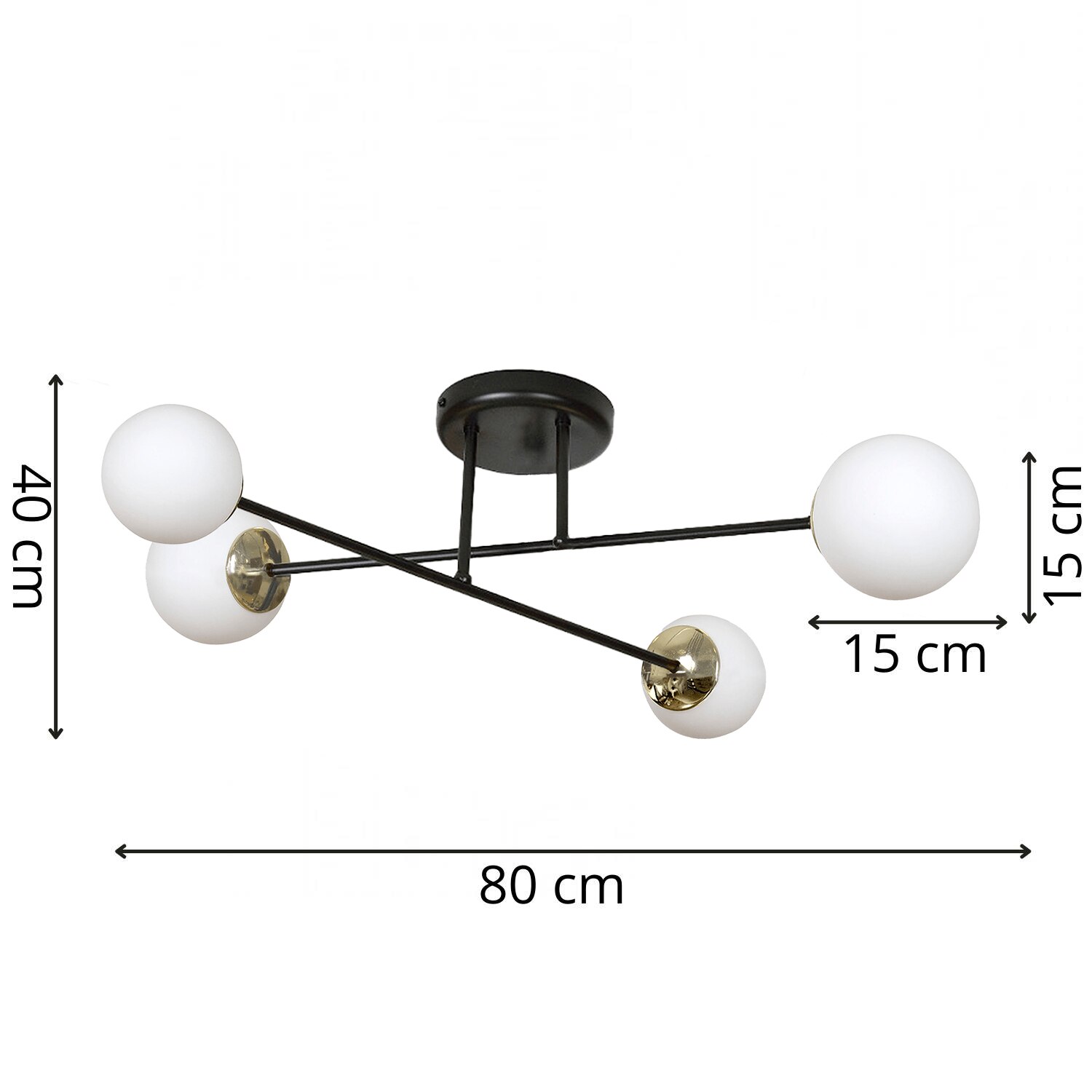 Lustra, Lampex, Amanda 4, spot, reflector, negru, 40x80 cm, 40W - eMAG.ro