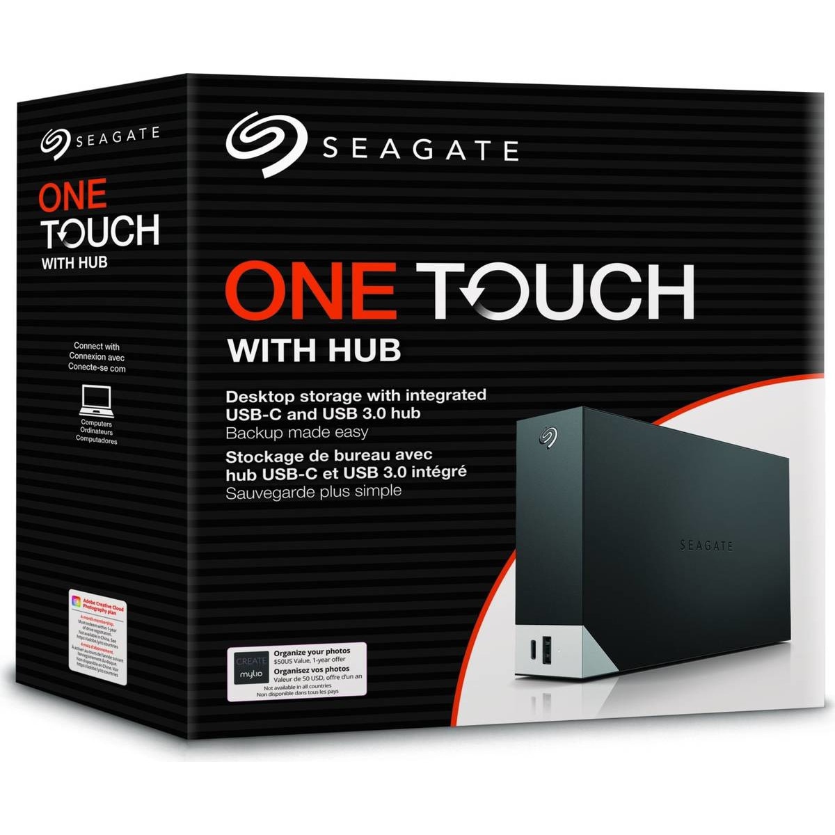 Hard disk extern Seagate One Touch Desktop HUB 18TB USB-C USB 3.0 Black ...