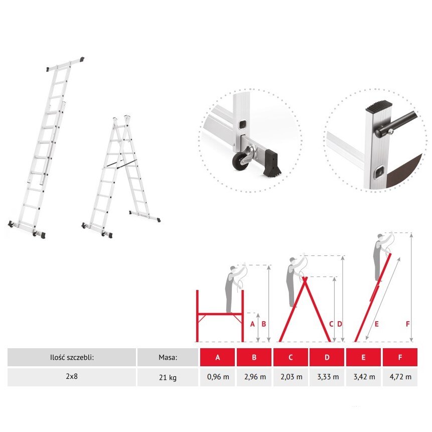 Schela profesionala din aluminiu 2x8 trepte cu platforma de lucru ...