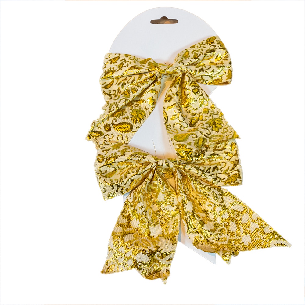 Set 2 fundite pentru brad, material textil, culoare auriu, dimensiune ...