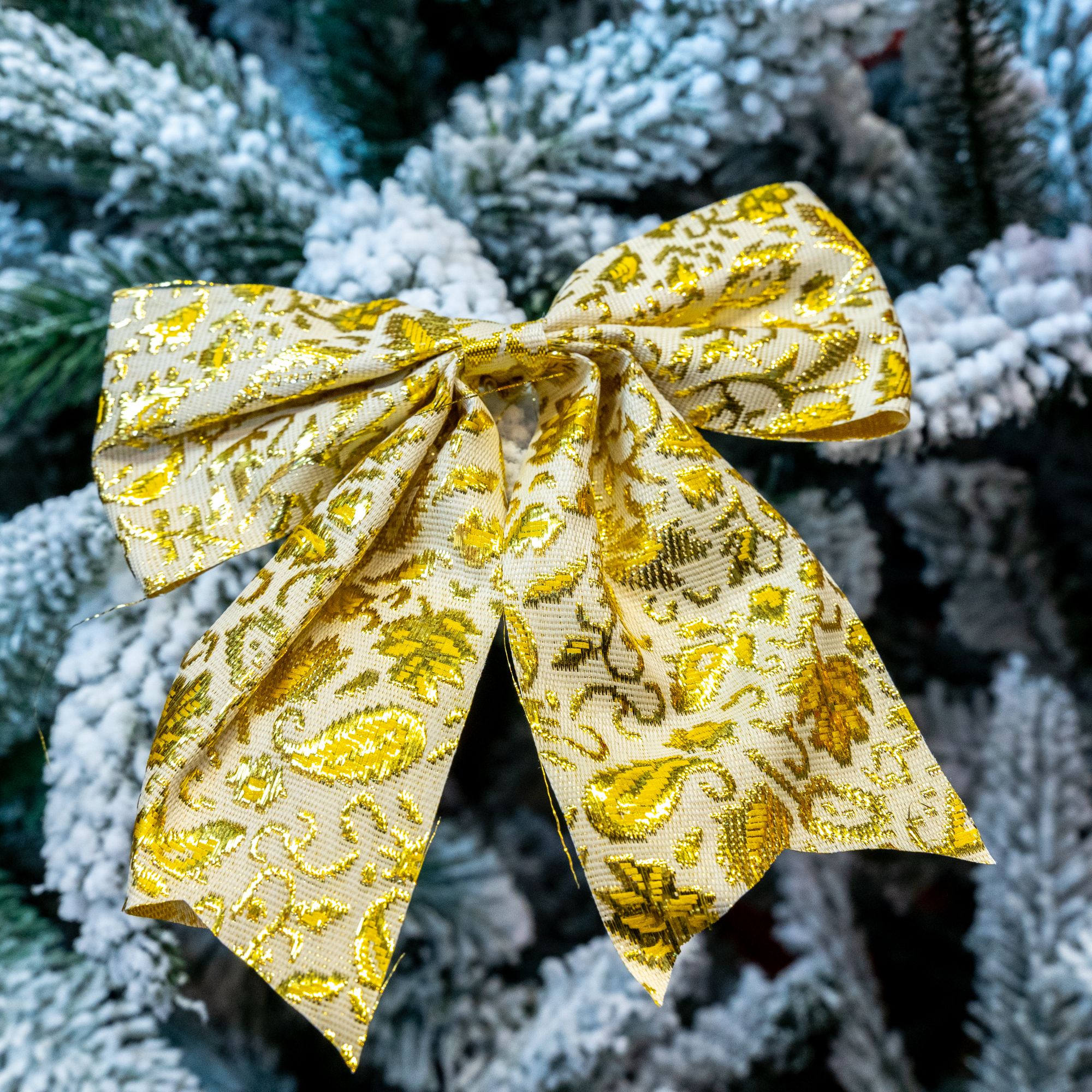 Set 2 fundite pentru brad, material textil, culoare auriu, dimensiune ...