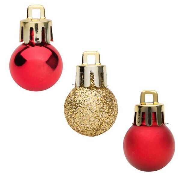 Set 36 globulete pentru pomul de Craciun, rosu/auriu, 2 cm - eMAG.ro