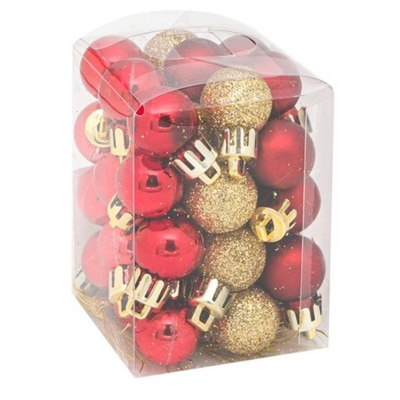 Set 36 globulete pentru pomul de Craciun, rosu/auriu, 2 cm - eMAG.ro