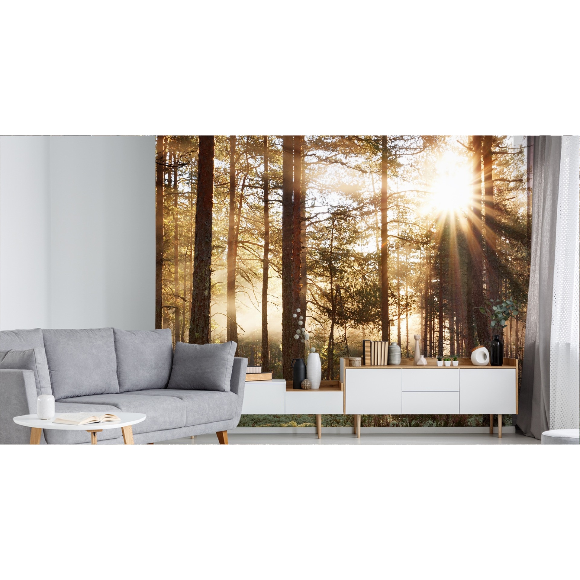 Fototapet Pentru Dormitor Padure Rasarit 180 x 120 cm Modern Vlies ...