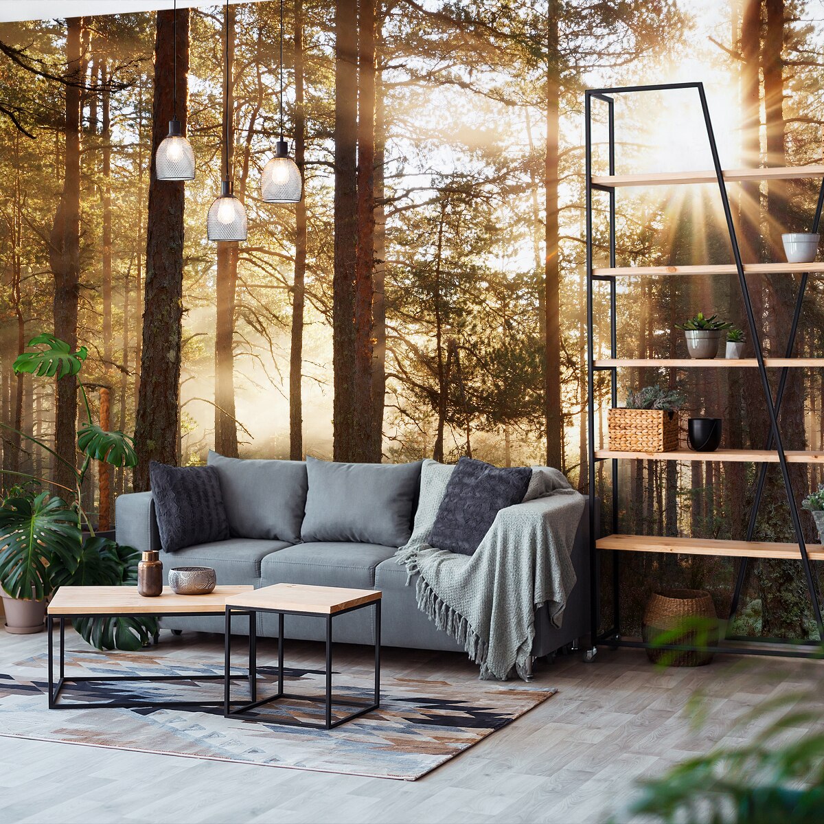 Fototapet Pentru Dormitor Padure Rasarit 180 x 120 cm Modern Vlies ...