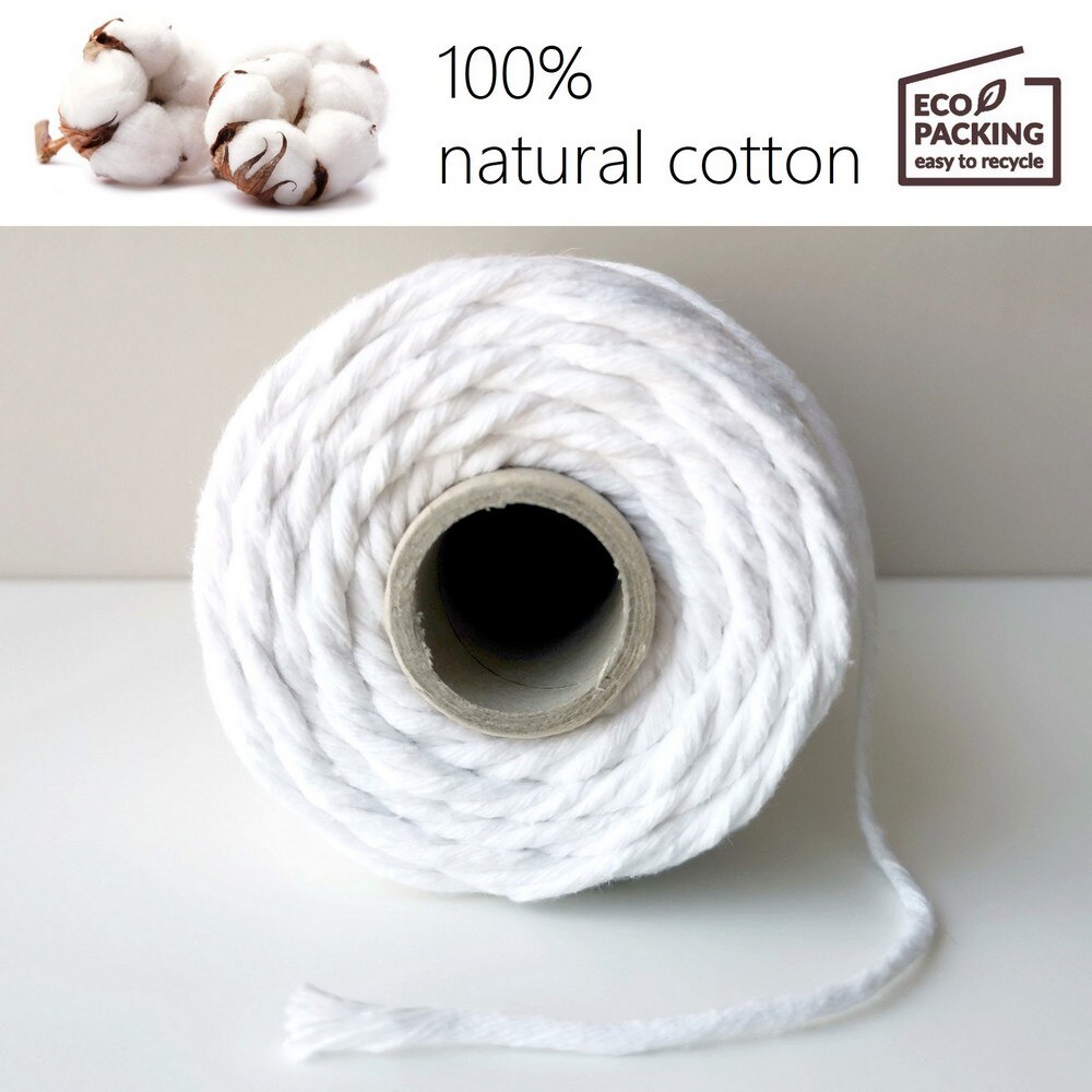 Fir textil macrame, Leviatan, Bumbac, 3mm / 200m, Alb - eMAG.ro