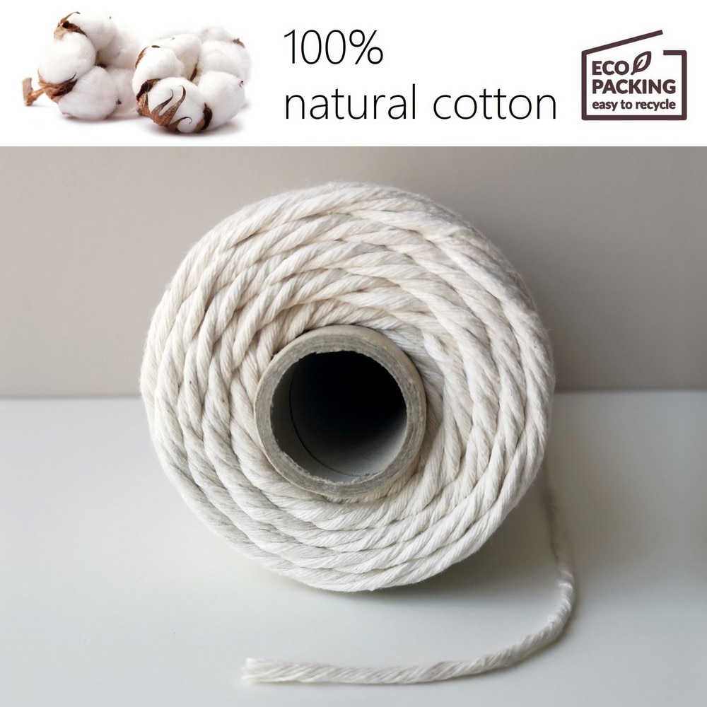 Fir textil macrame, Leviatan, Bumbac, 3mm / 200m, Crem - eMAG.ro