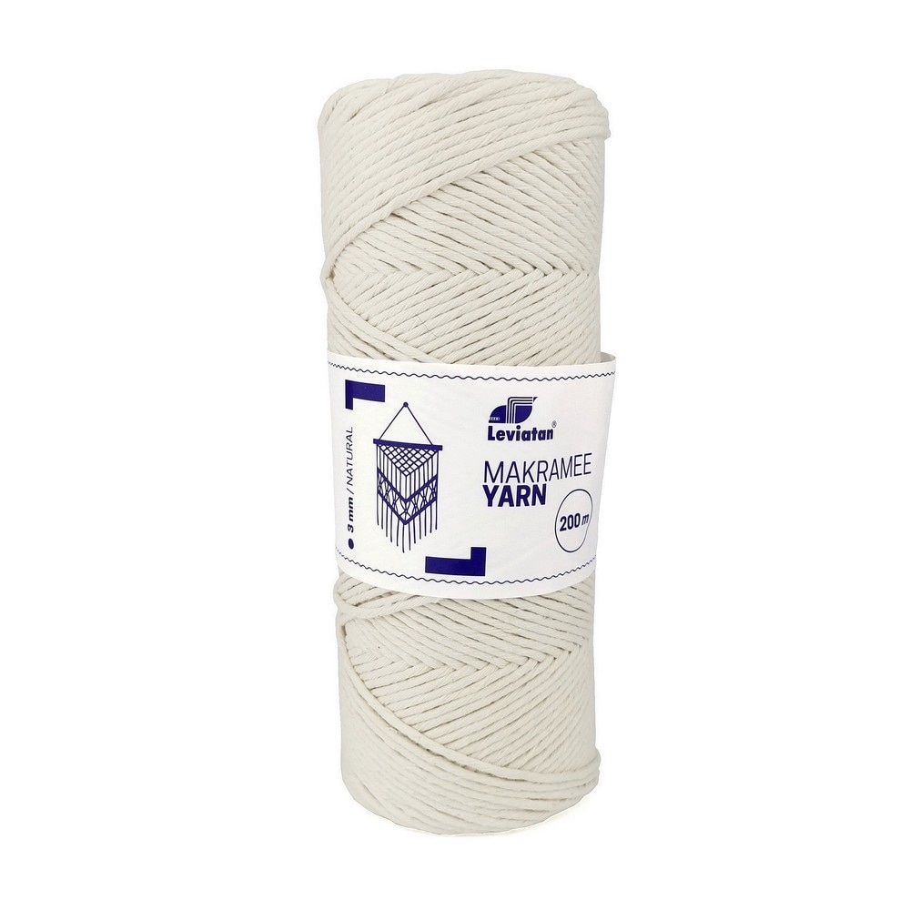 Fir textil macrame, Leviatan, Bumbac, 3mm / 200m, Crem - eMAG.ro