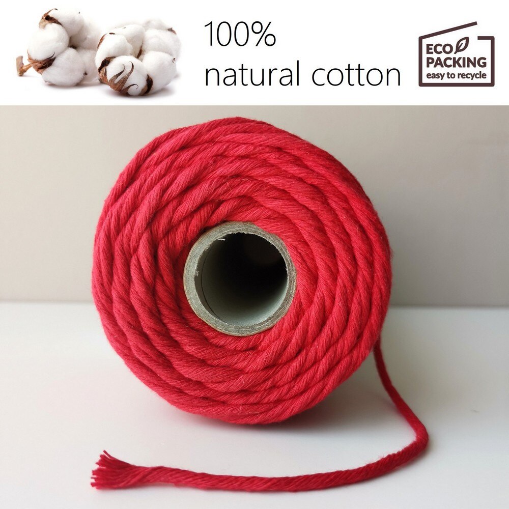 Fir textil macrame, Leviatan, Bumbac, 3mm / 200m, Rosu - eMAG.ro