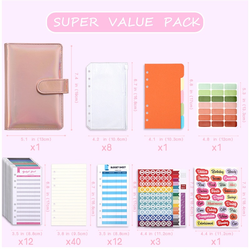 Set agenda planificator buget, LaiXiaoBei, A6, Rose Gold - eMAG.ro