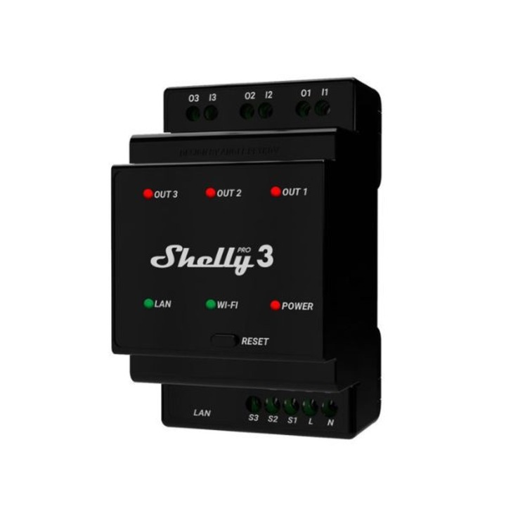 Comutator pentru relee inteligente Shelly PRO 3 WiFi + Ethernet cu 3 ...