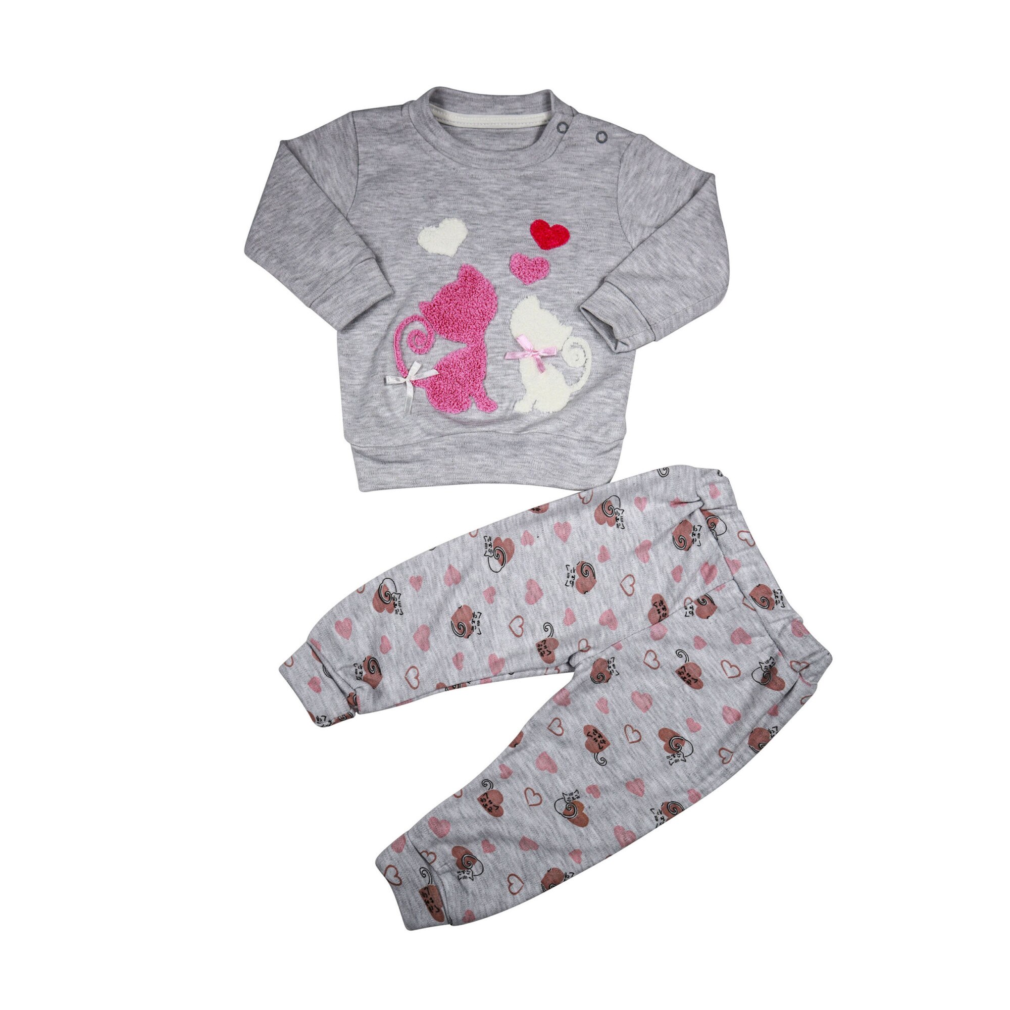 Compleu Fetite "Love Cats" 2 Piese Bluza Maneca Lunga Si Pantaloni ...