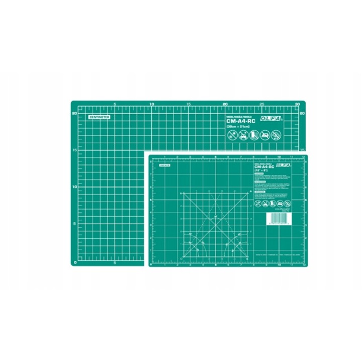 Дъска за рязане с маркировка, Olfa, CM-A4-RC, 2 страни, 320 x 225 mm, зелена - eMAG.bg