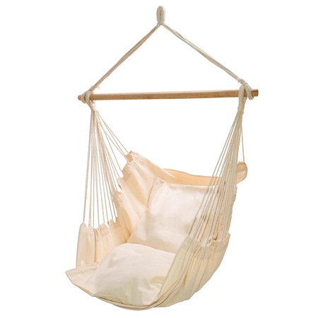 Hamac suspendat cu suport, Frankystar, Exterior, 2 locuri, 120kg, Bej ...