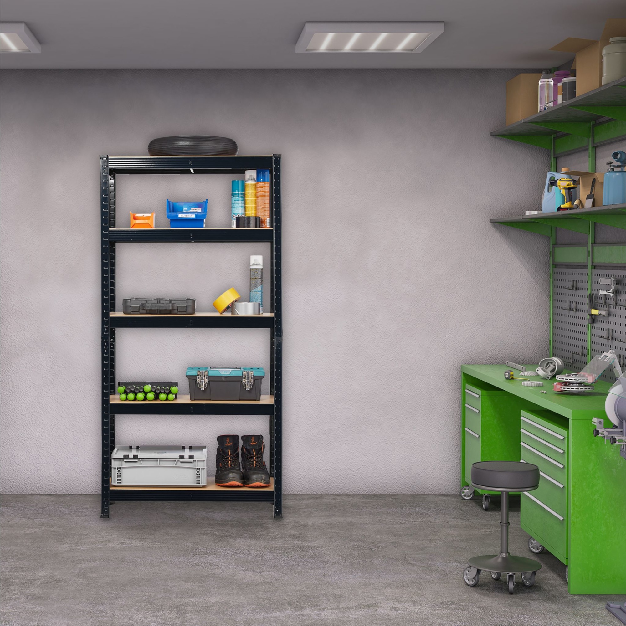 Raft metalic cu 5 polite, dimensiuni 150 x 75 x 30 cm, capacitate ...