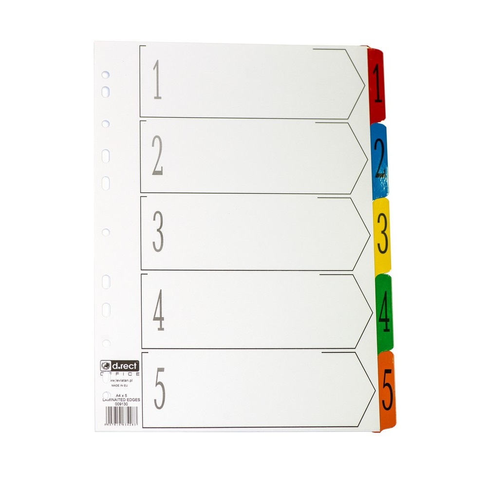 Separator cu index laminat, D.RECT, A4, 1-5, Multicolor - eMAG.ro